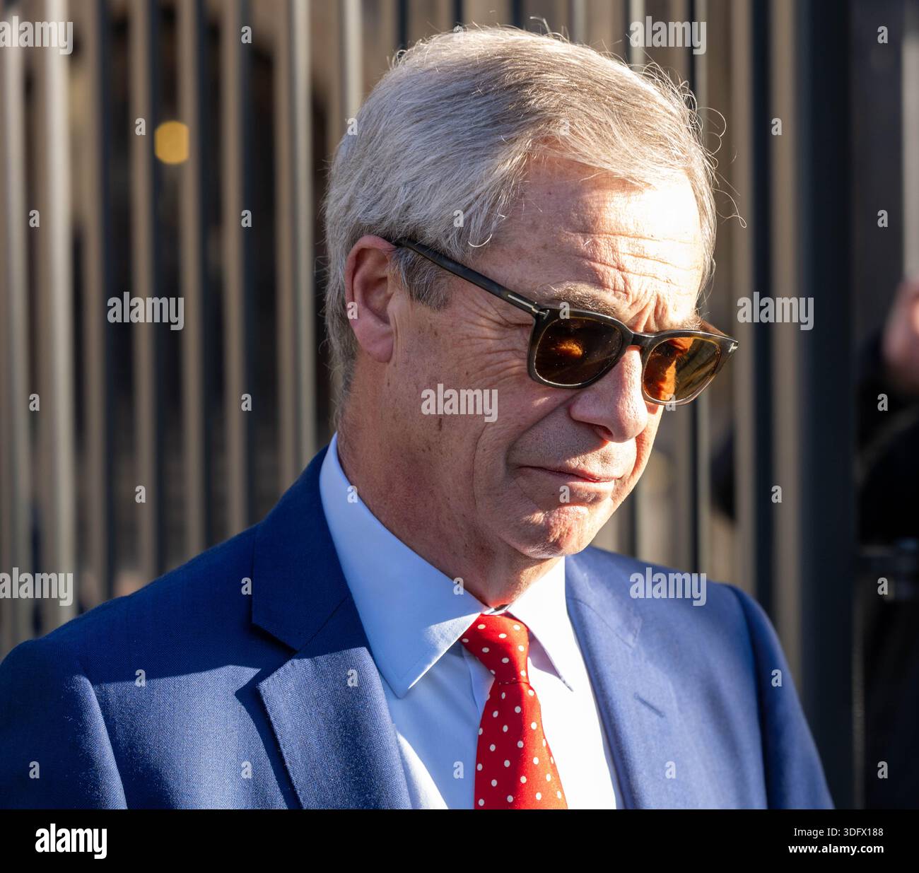 London UK 14 Jan 2026 Nigel Farage MP, Leader of Reform UK, leaves the ...