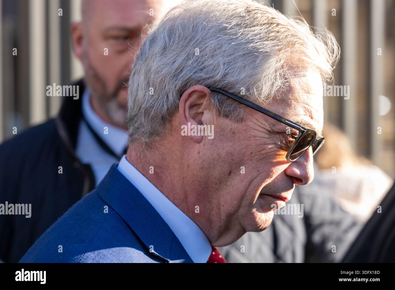 London UK 14 Jan 2026 Nigel Farage MP, Leader of Reform UK, leaves the ...