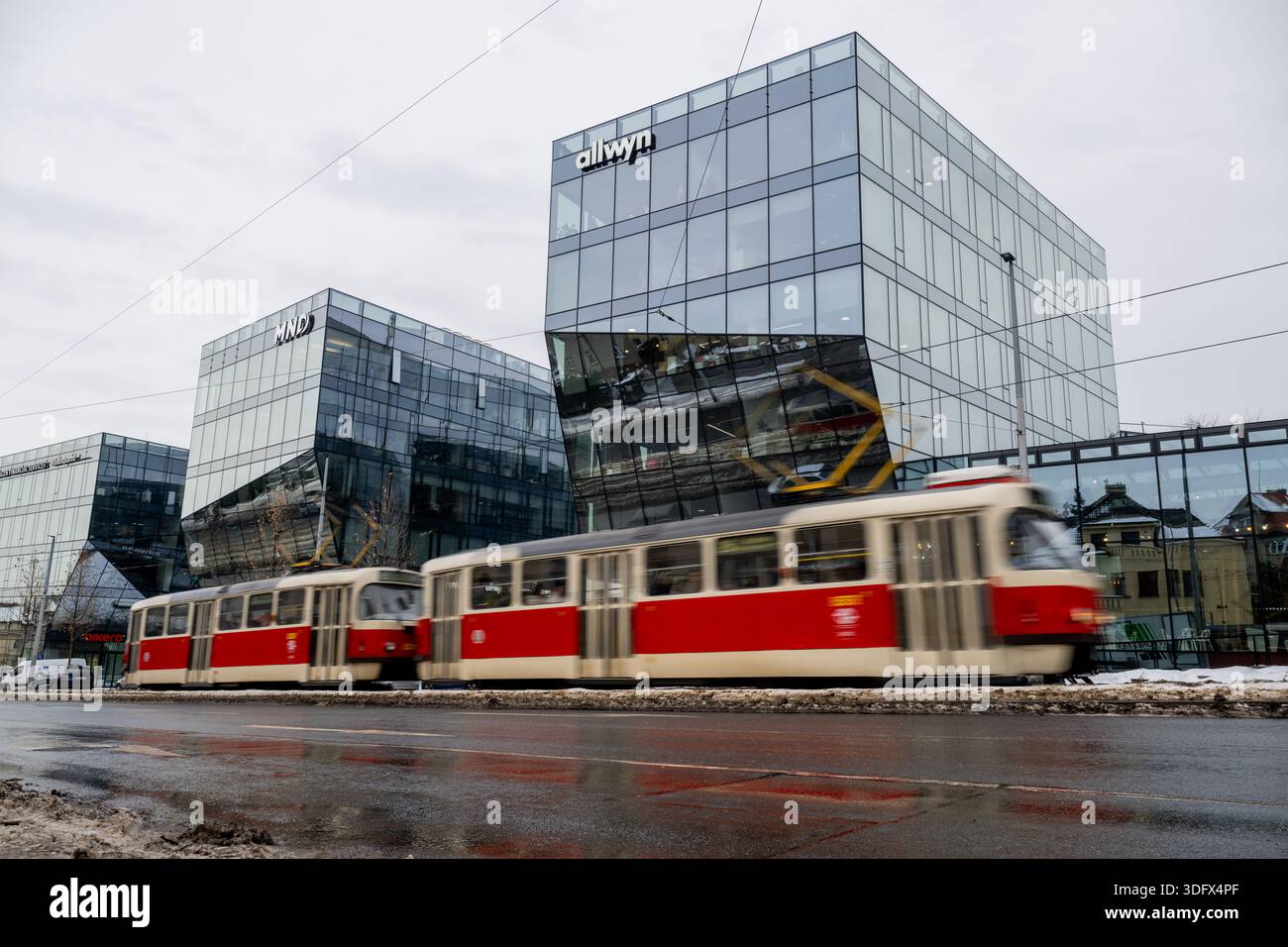 The Allwyn logo on the company's headquarters in the Borislavka centrum ...