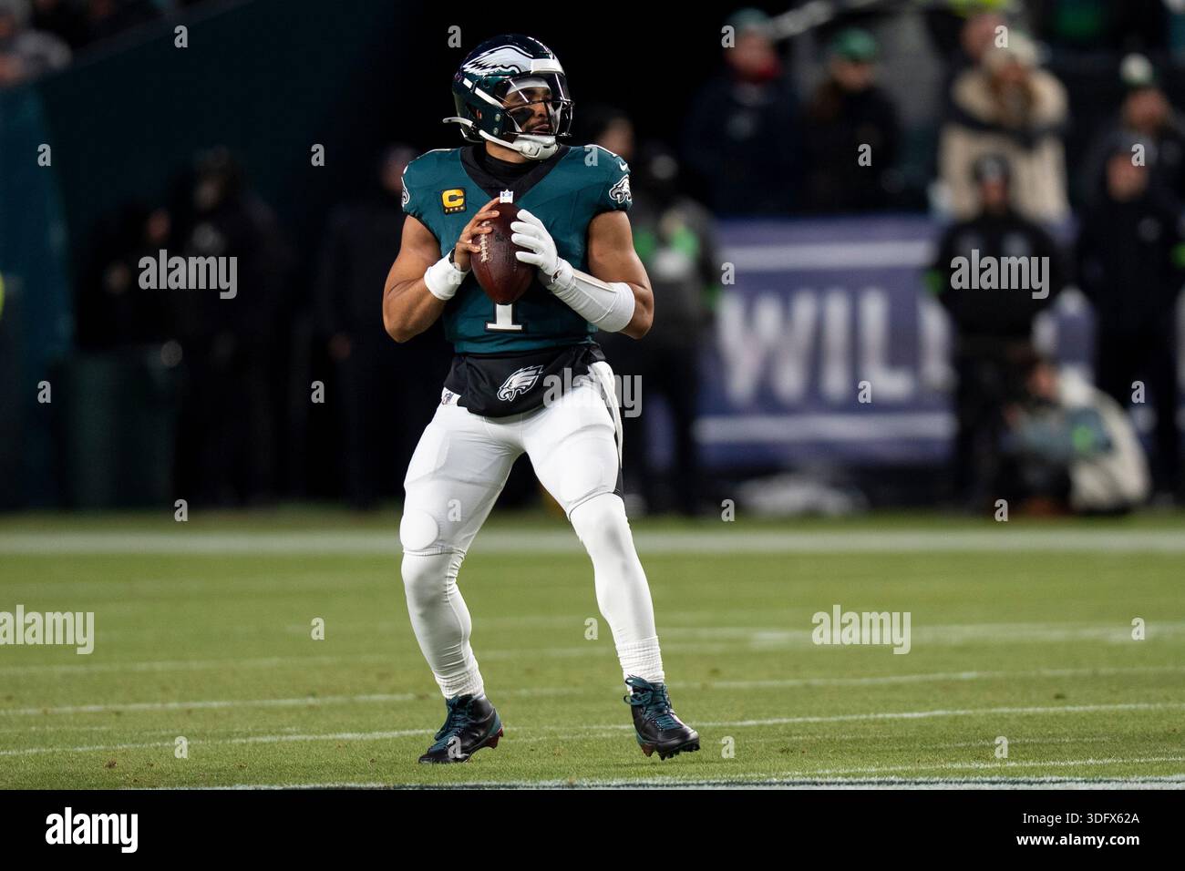 Philadelphia Eagles quarterback Jalen Hurts in action during an NFL ...