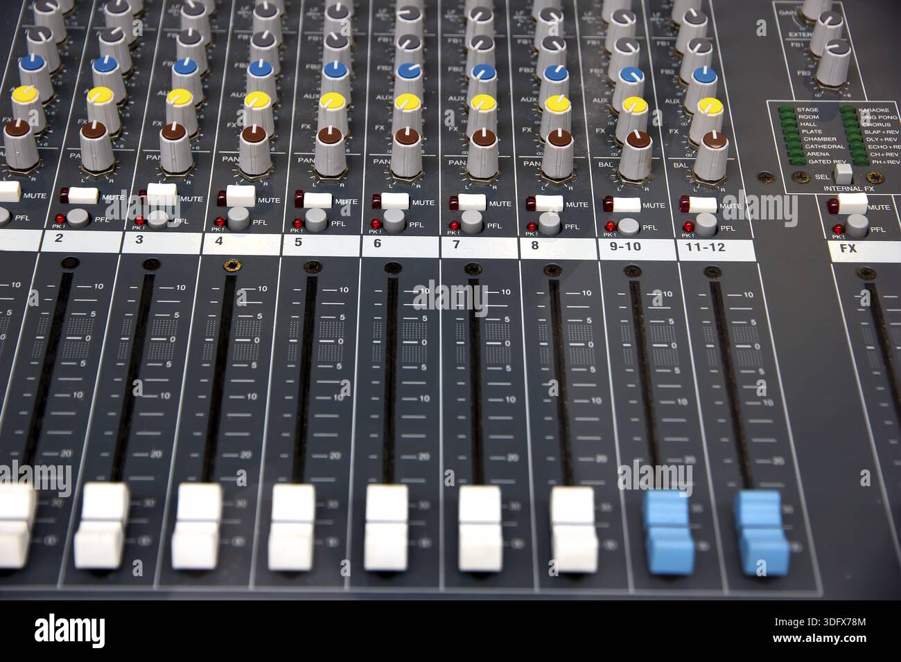 Audio sound mixer console. Music mixer control panel in a recording ...