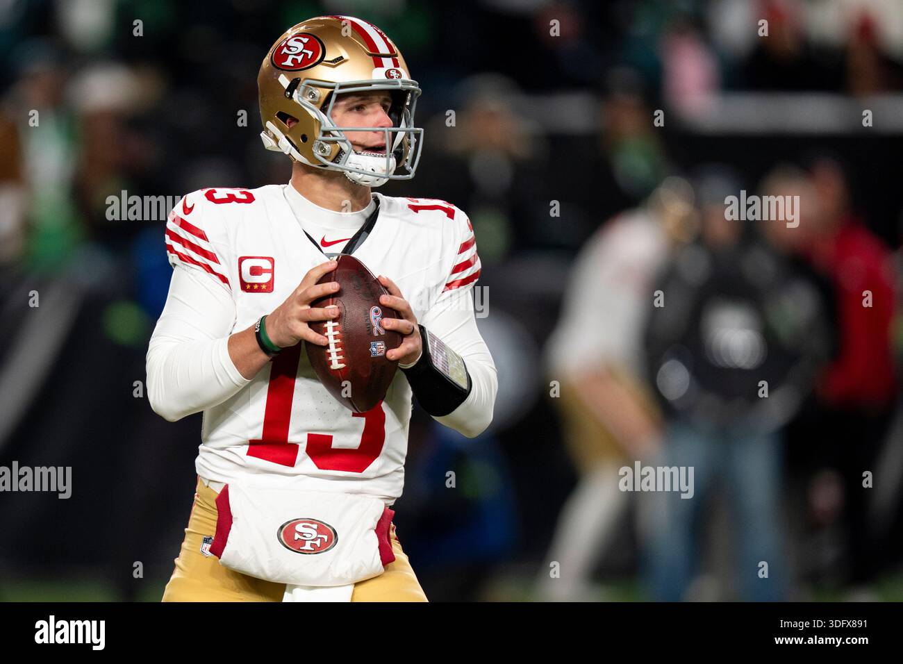San Francisco 49ers quarterback Brock Purdy in action during an NFL ...