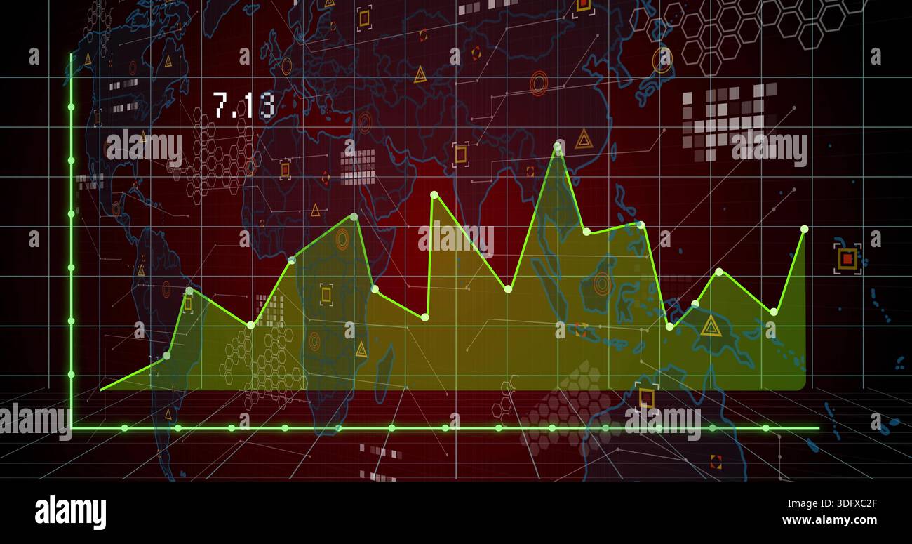 Displaying yellowgreen area chart with green XY axes and white points ...