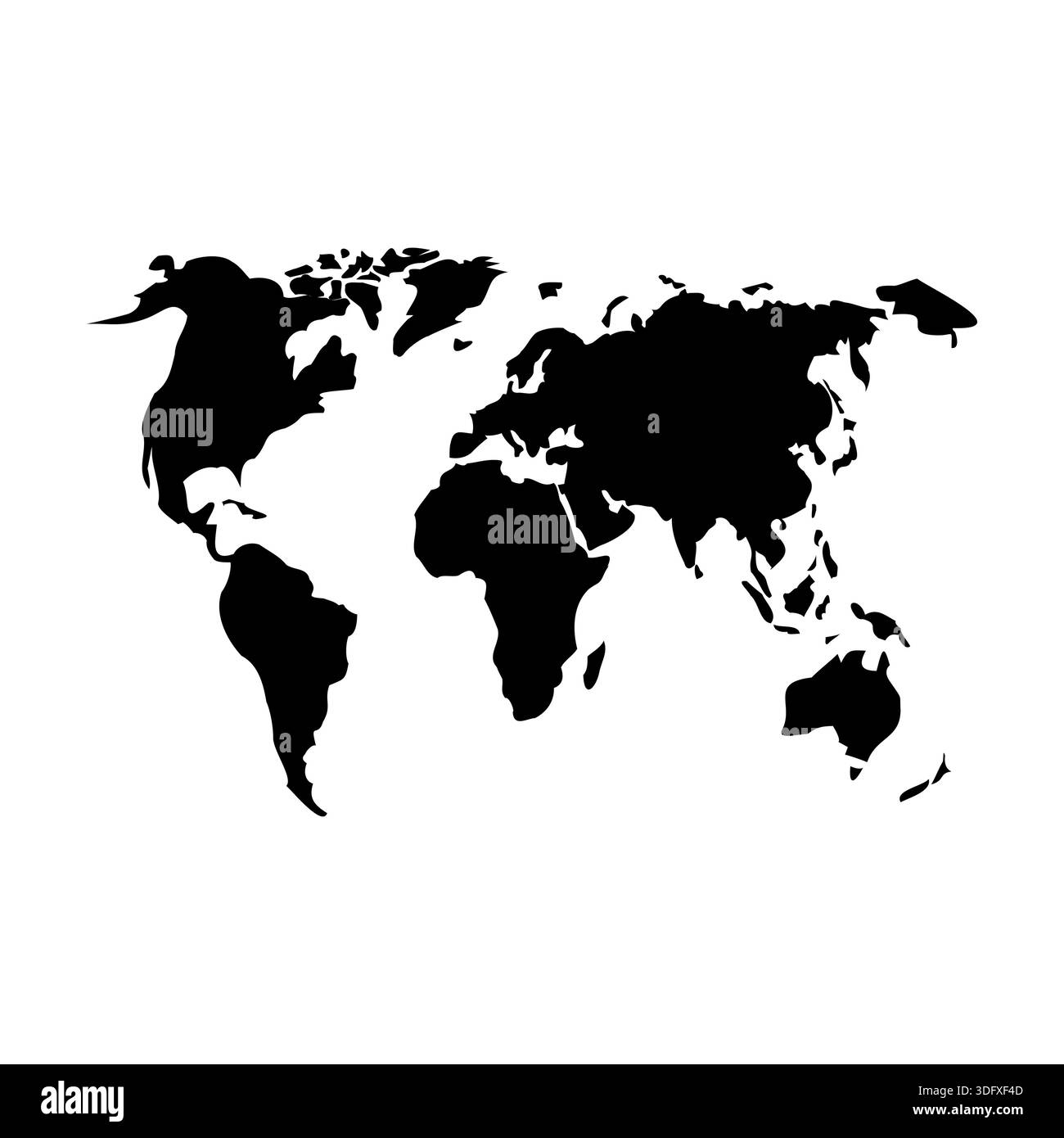 Outline global geography continents Black and White Stock Photos ...