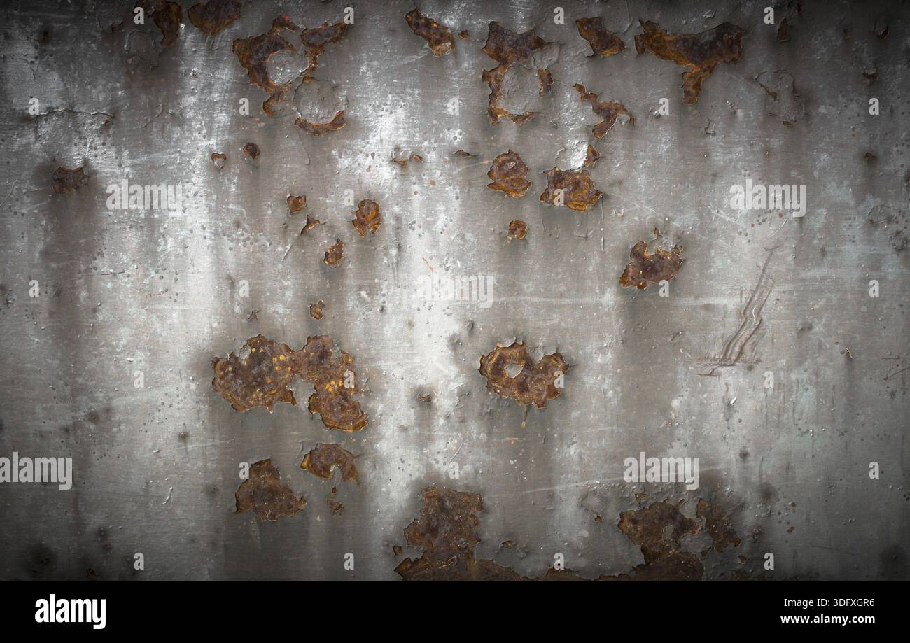 Metal panel with deep signs of rust, scratches and dirt Stock Photo - Alamy