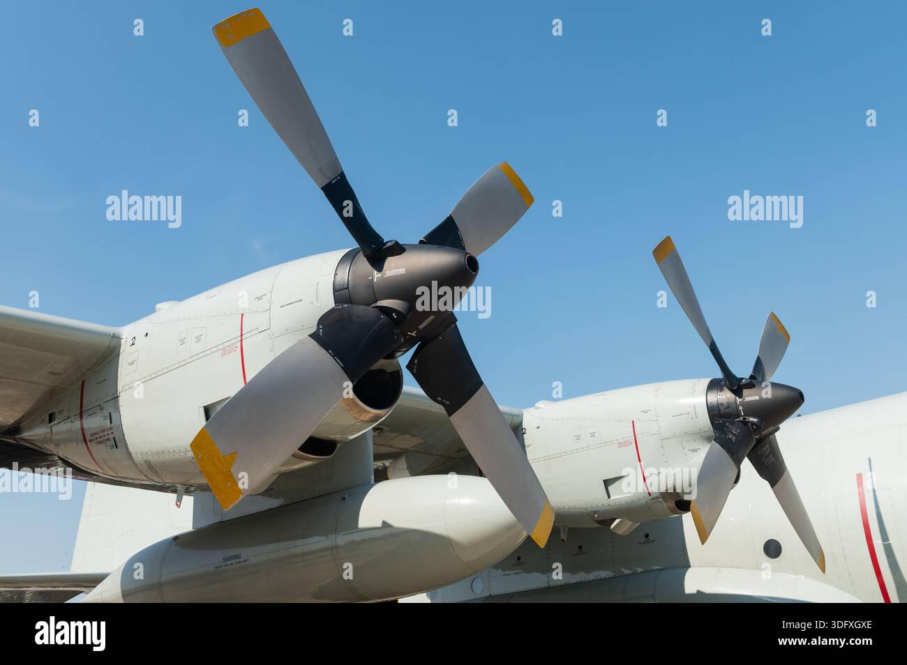 Turboprop engines and propellers from military transport aircraft Stock ...