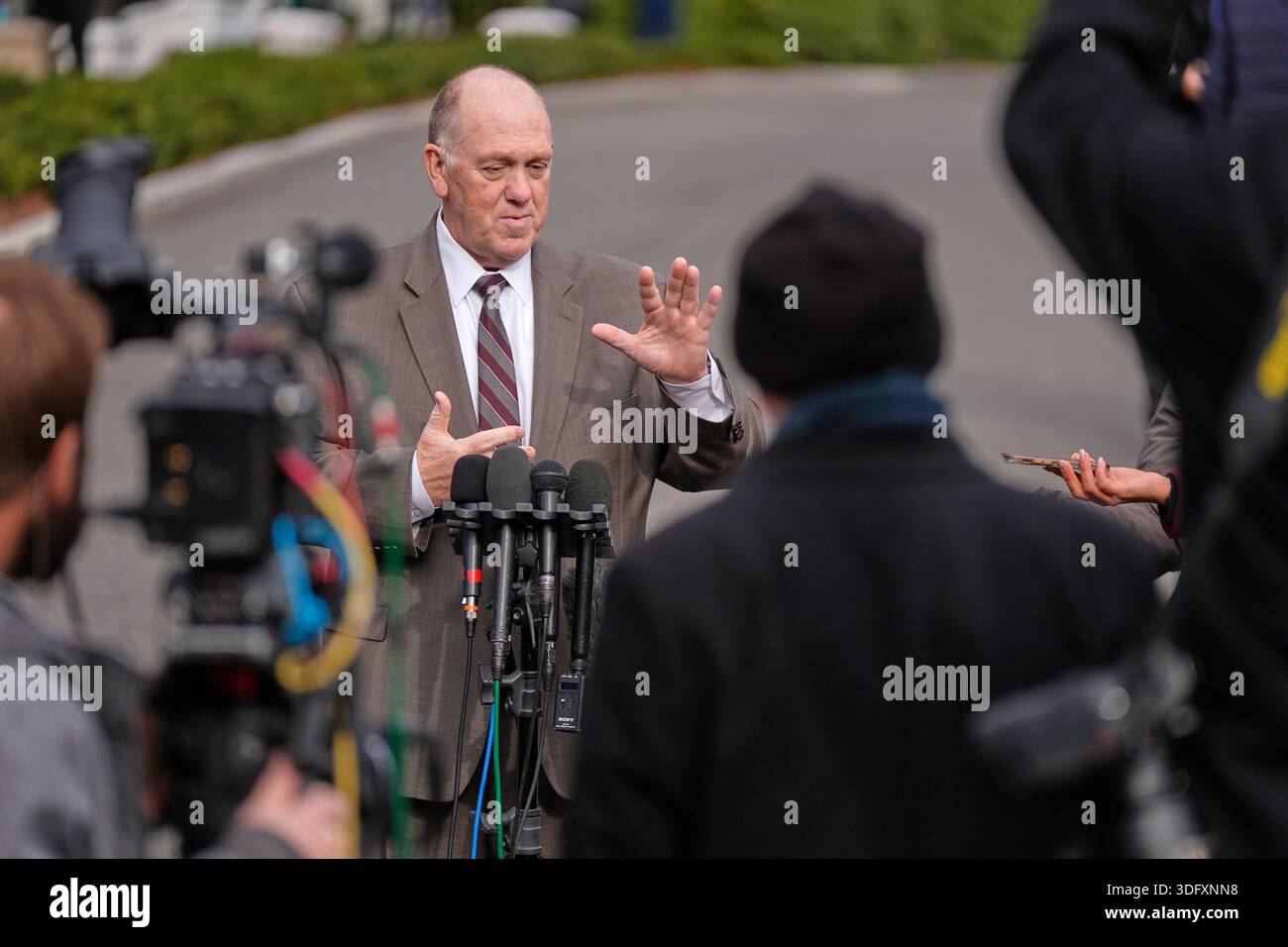 White House border czar Tom Homan speaks with reporters during an ...