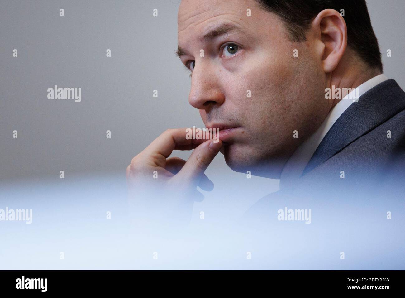 Brendan Banfield looks on during the double murder trial for Brendan ...