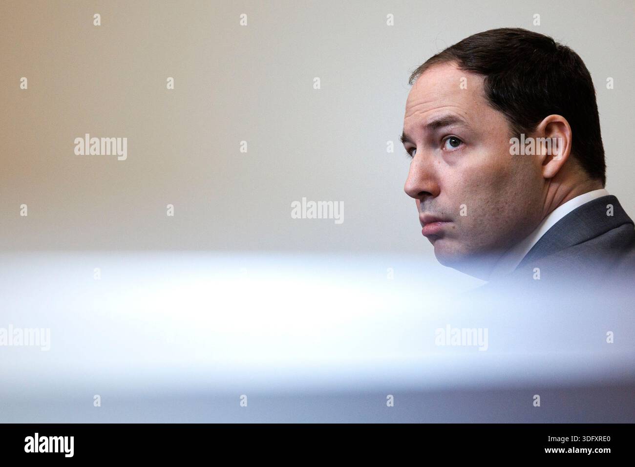 Brendan Banfield looks on during the double murder trial for Brendan ...