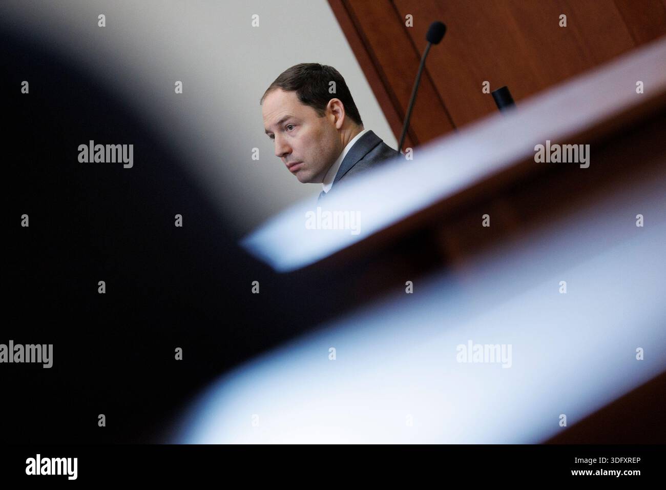 Brendan Banfield looks on during the double murder trial for Brendan ...