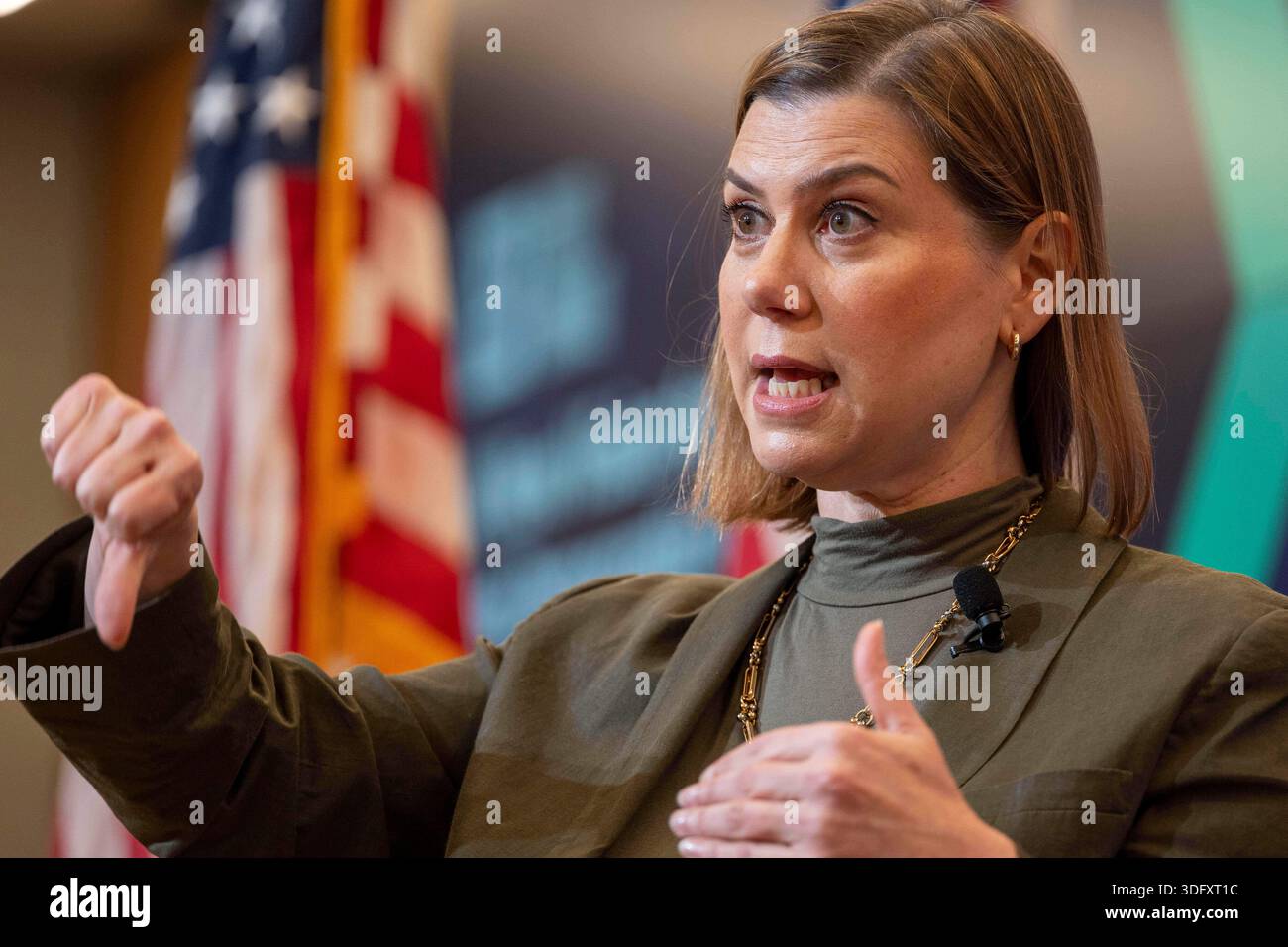 FILE - Sen. Elissa Slotkin, D-Mich., speaks at the Center for American ...