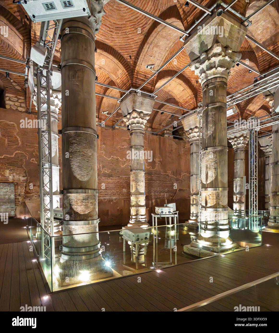 Historic Cistern of Theodosius, Istanbul, Turkey. Ancient Roman columns ...