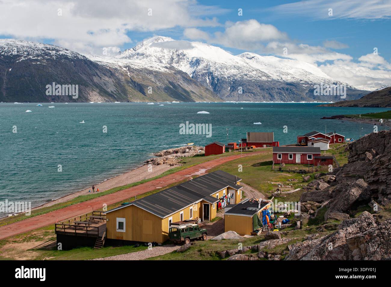 Houses by the Erik Fjord, South Greenland, on June 20, 2009, in ...