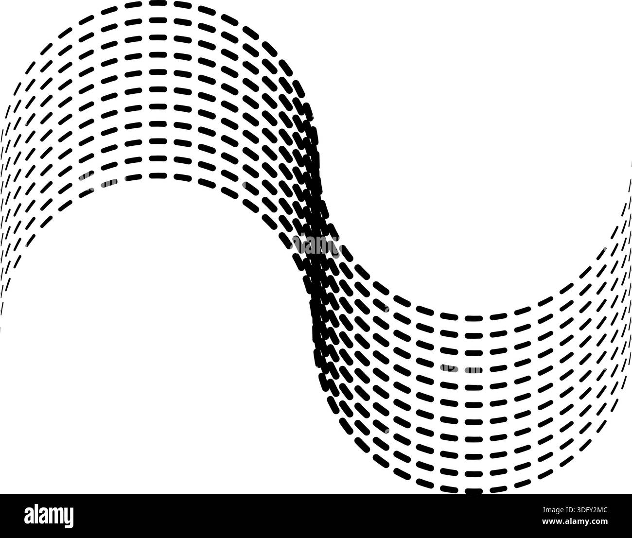 Dashed wave-like parallel lines arranged in a continuous and flowing ...