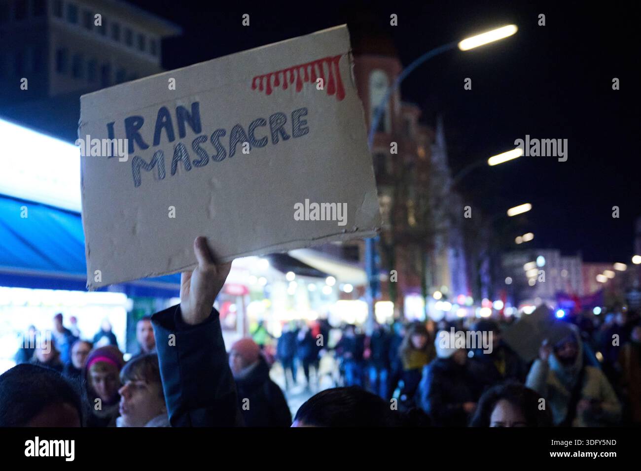 14 January 2026, Berlin: People demonstrate under the slogan "Protest ...