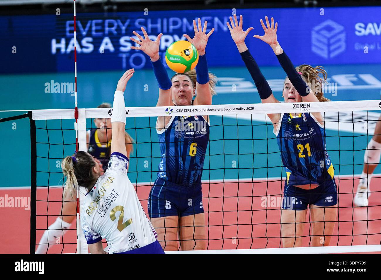 Lindsey Ruddins (Savino del Bene Volley) and Camilla Weitzel (Savino ...