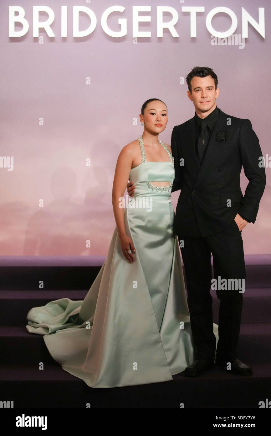 Yerin Ha and Luke Thompson arrive for the World premiere of "Bridgerton ...