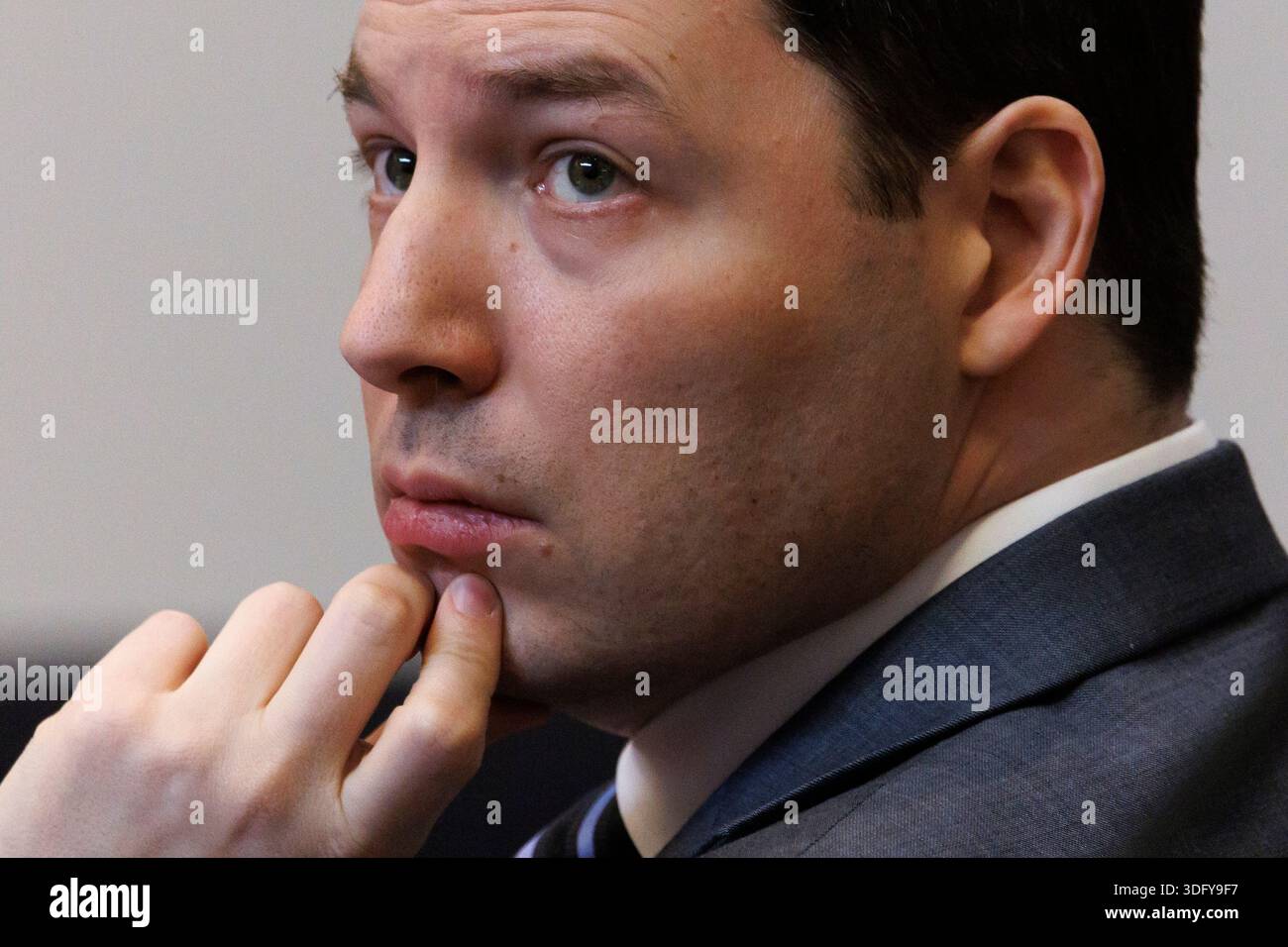 Brendan Banfield looks on during his double murder trial in Fairfax ...