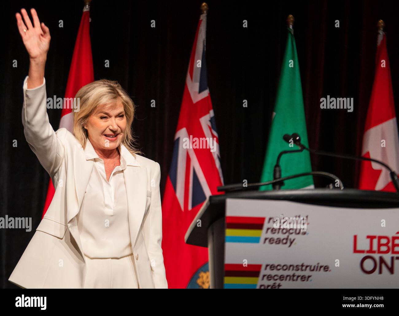 Ontario Liberal Bonnie Crombie waves onstage at the Ontario Liberal ...