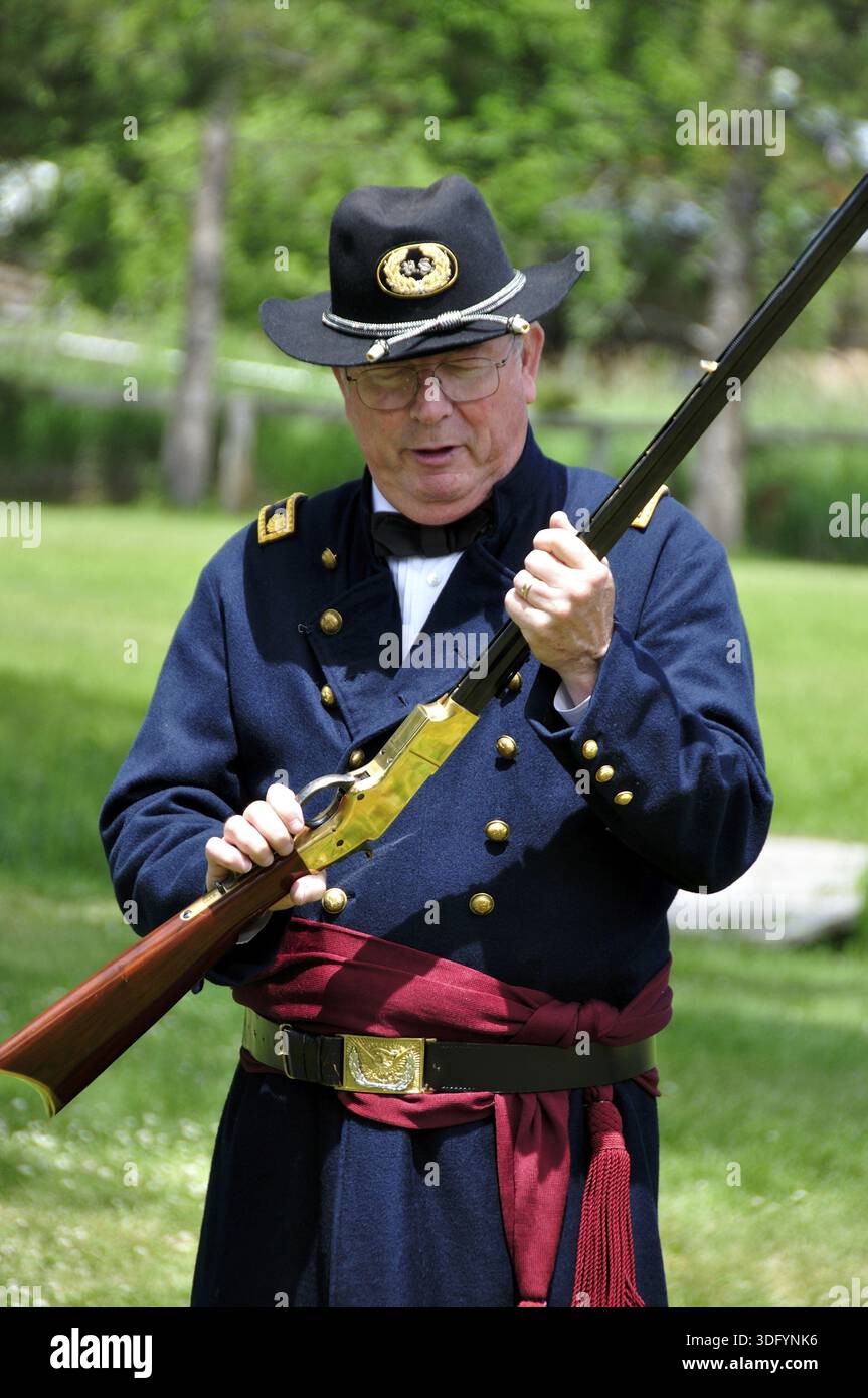 Man dressed as Union Army Major with Henry Rifle (released Stock Photo ...