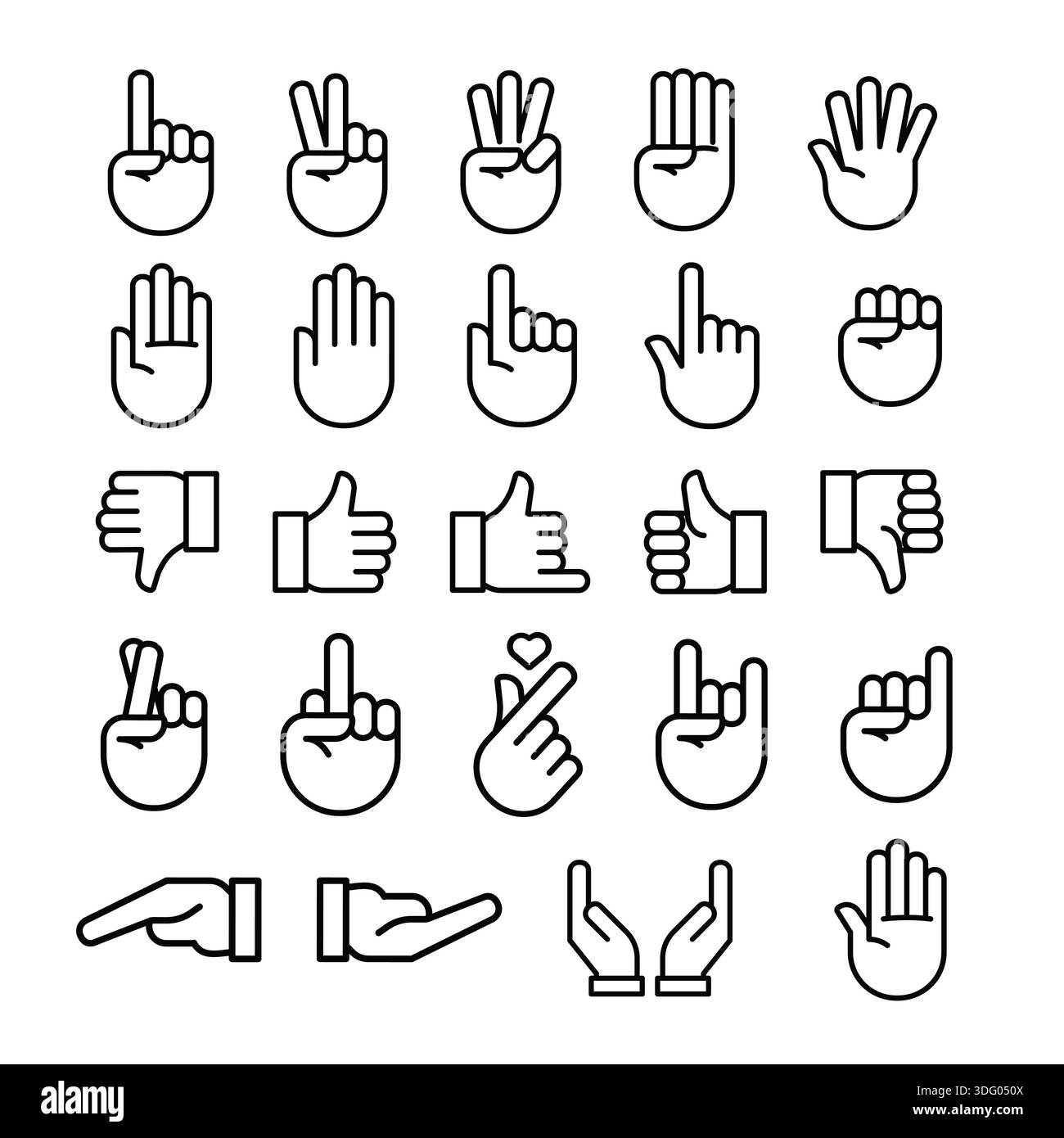 Hand gestures in outline Cut Out Stock Images & Pictures - Alamy