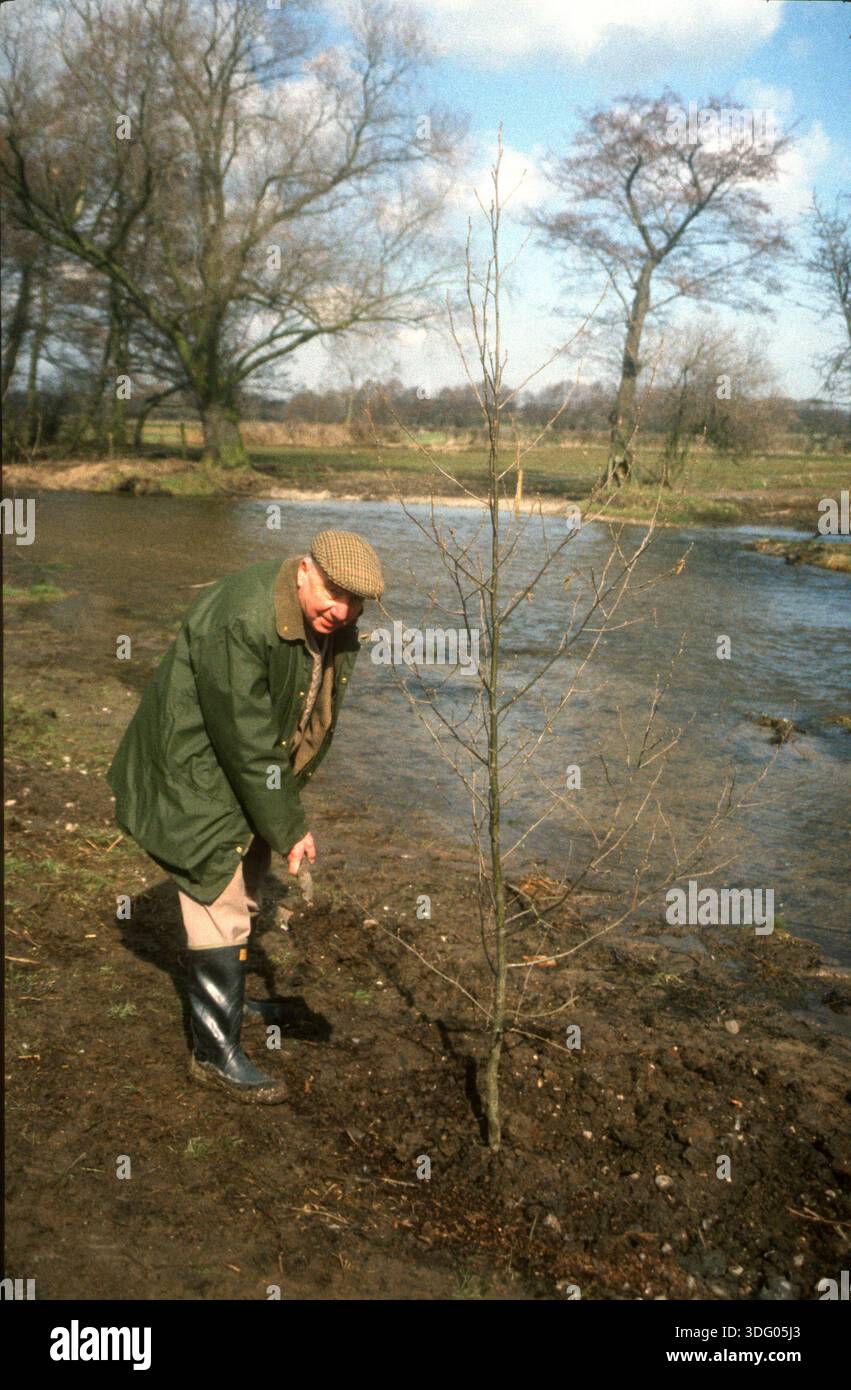 British author Phil Drabble planting trees 1989 Stock Photo - Alamy