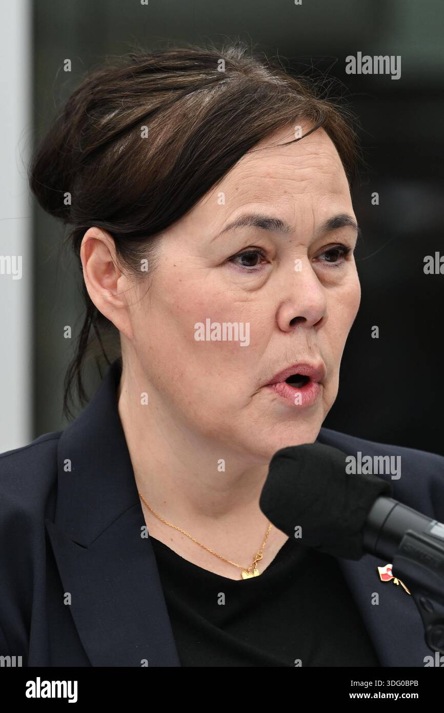 Greenland's Foreign Minister Vivian Motzfeldt speaks at a news ...