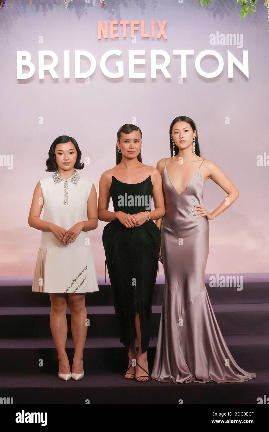 Isabella Wei, from left, Katie Leung and Michelle Mao arrive for the ...