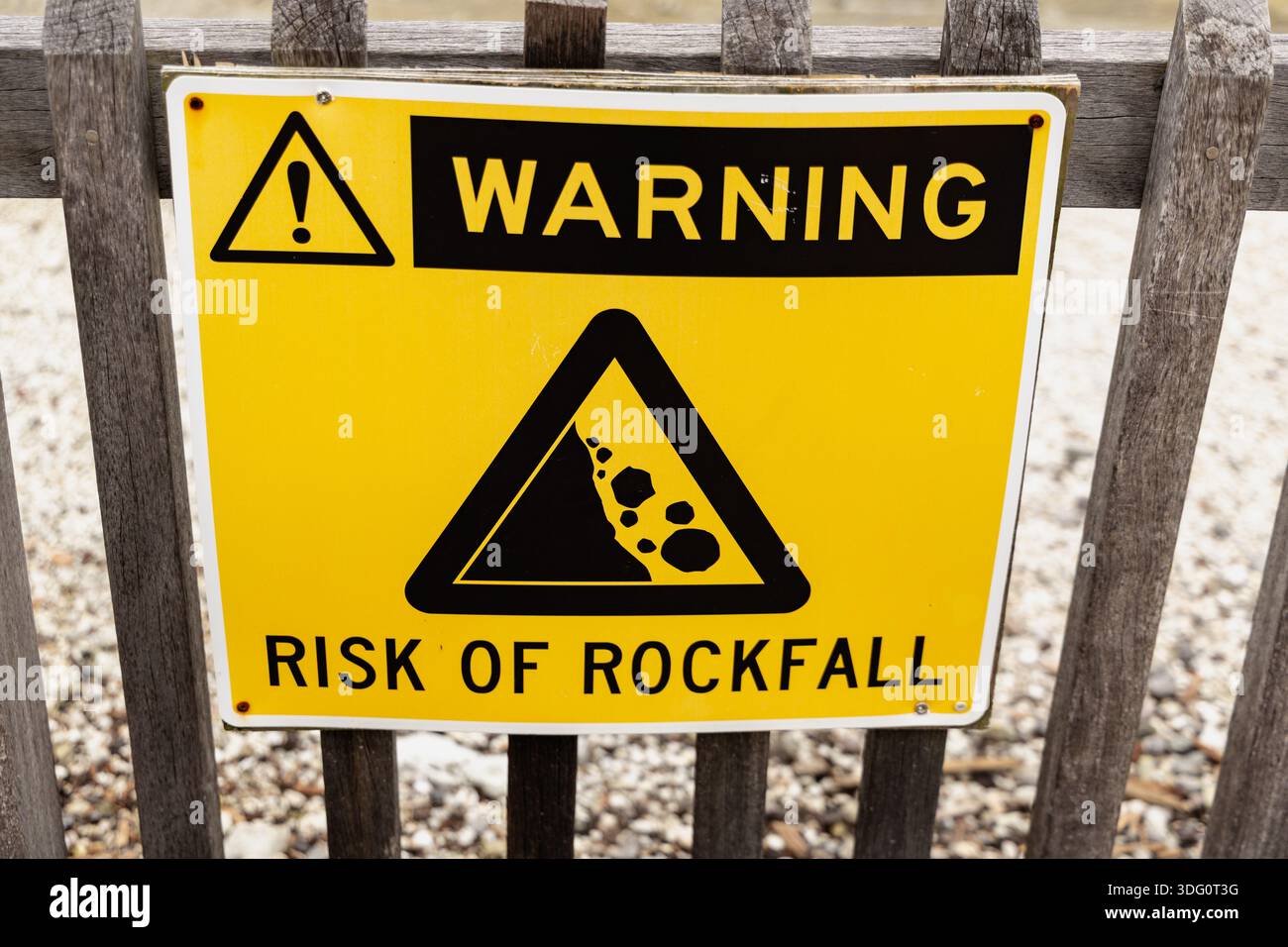 Warning Risk Rockfall Hazard Triangle Sign Stock Photo - Alamy