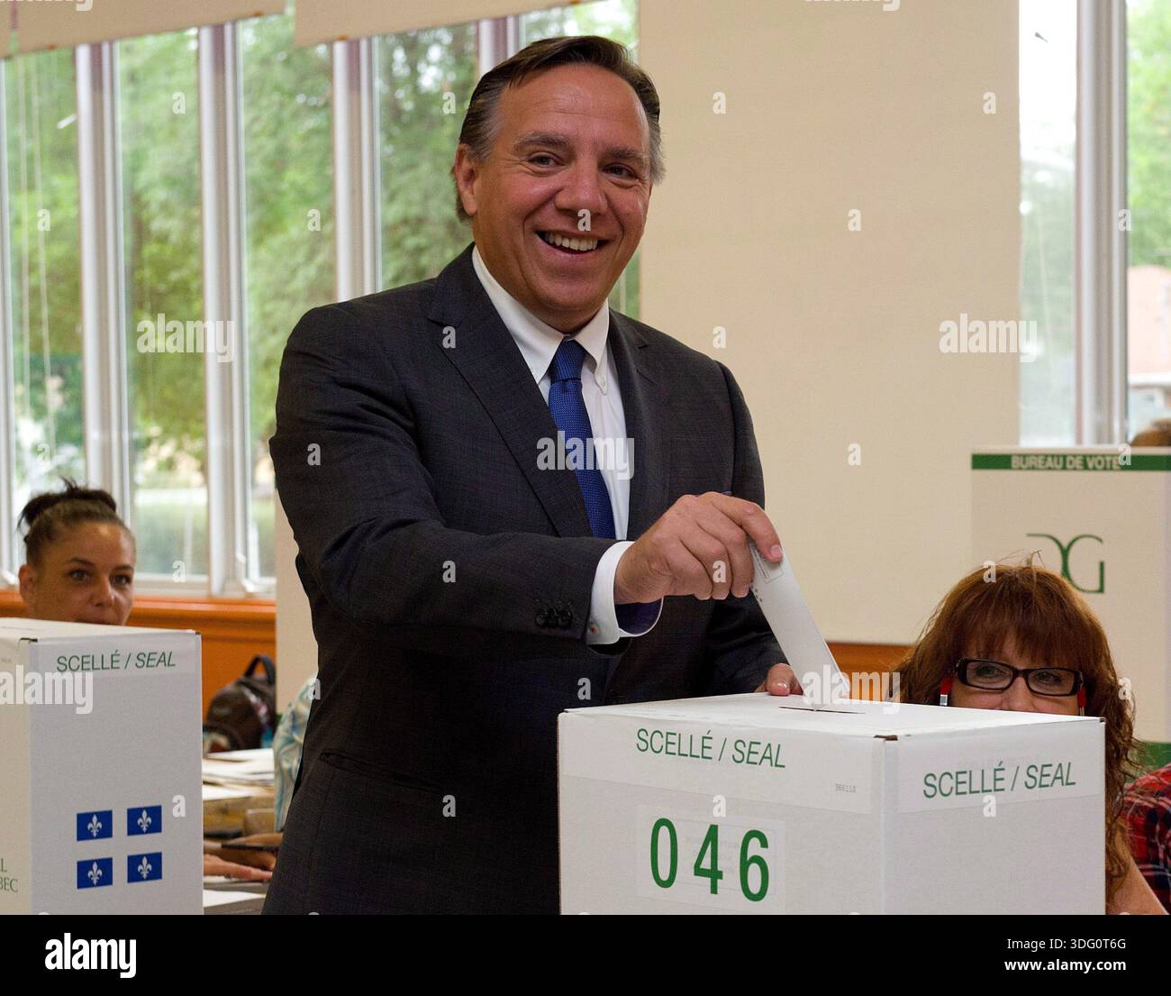 Coalition Avenir Québec Leader Francois Legault votes in L'Assomption ...