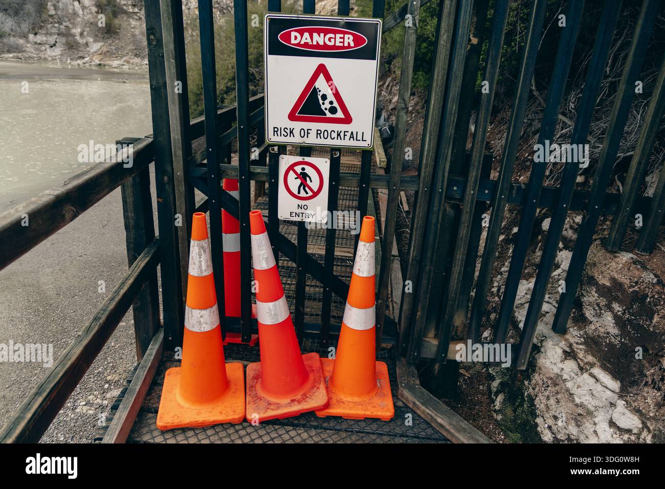 Danger Risk Rockfall Entry Warning Area Stock Photo - Alamy