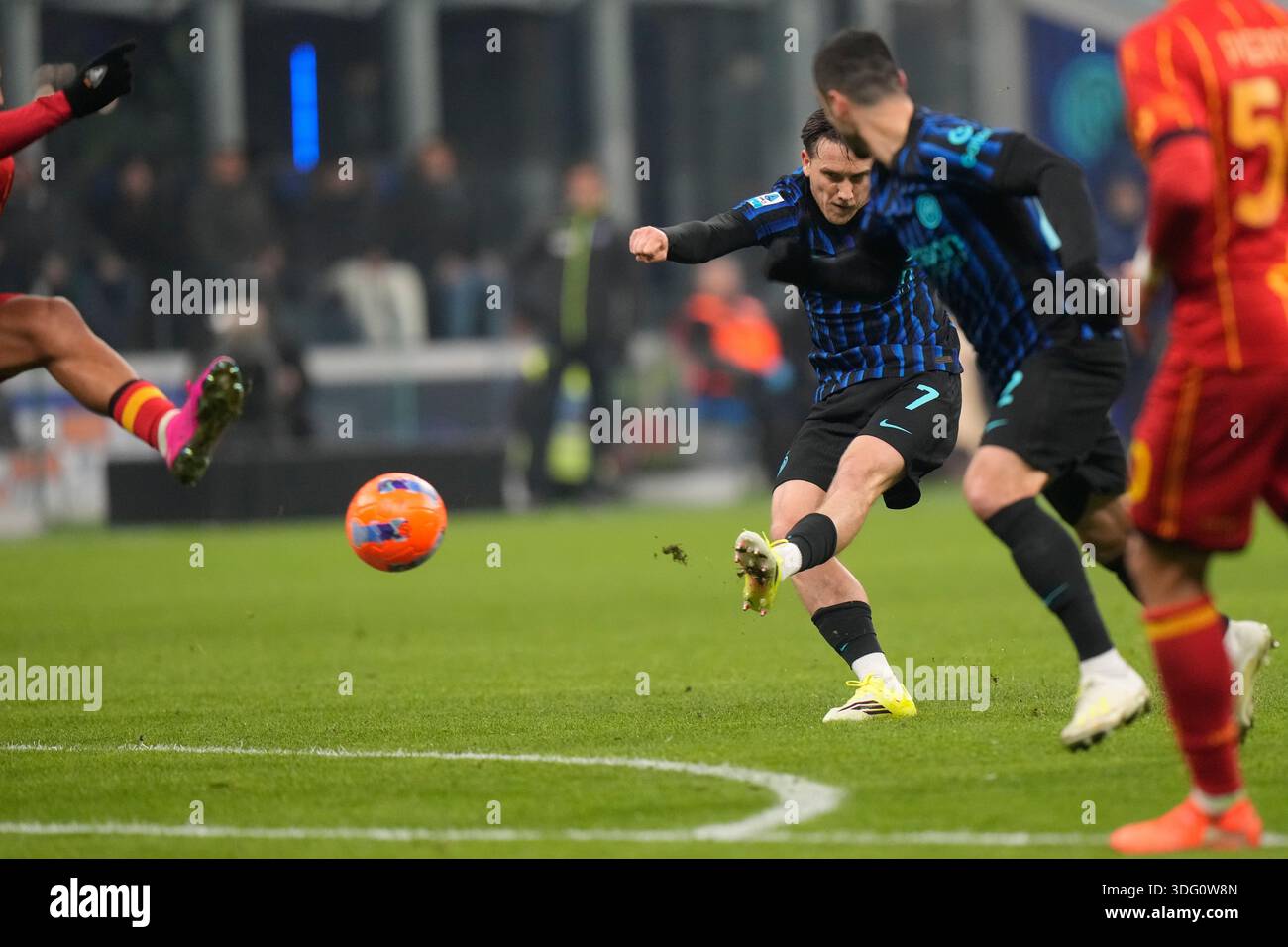 Inter Milan's Piotr Zielinski attempts a goal during the Serie A soccer ...