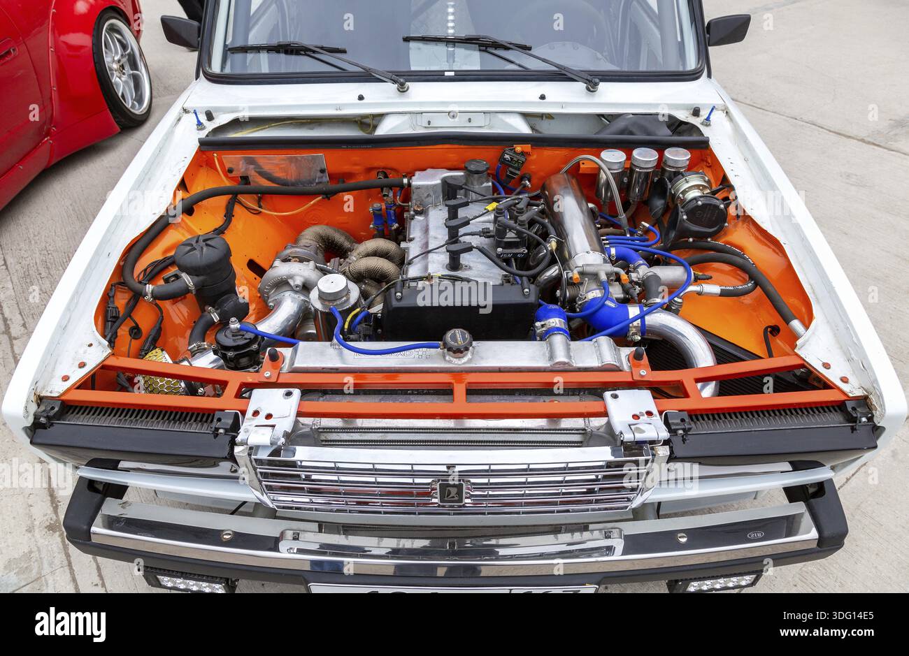 Samara, Russia - May 19, 2018: Tuned turbo car engine in Lada vehicle ...