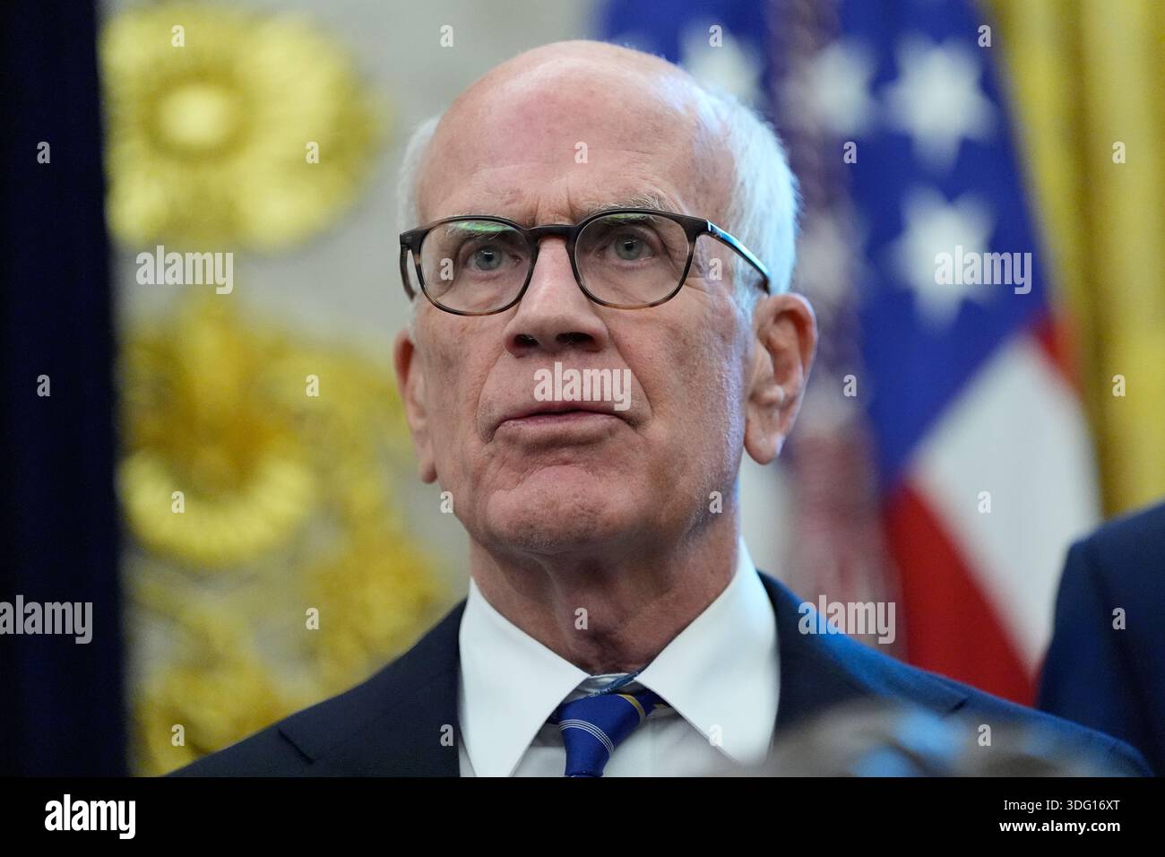 Sen. Peter Welch, D-Vt., speaks during an event with President Donald ...