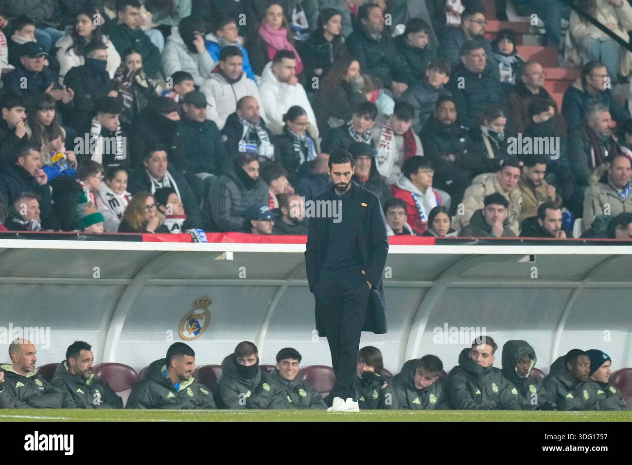 Real Madrid's head coach Alvaro Arbeloa looks down during the Copa del ...