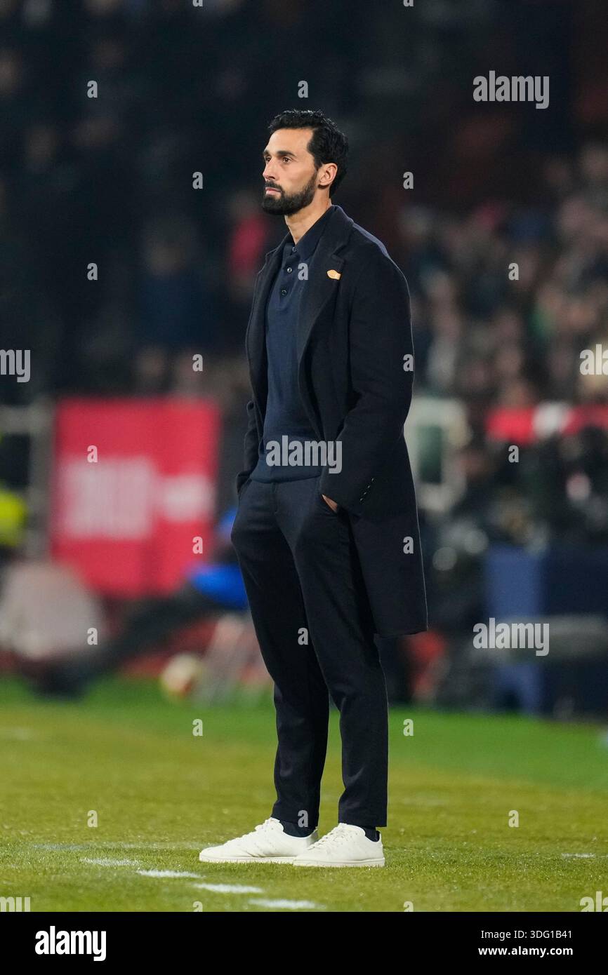 Real Madrid's head coach Alvaro Arbeloa follows the match during the ...