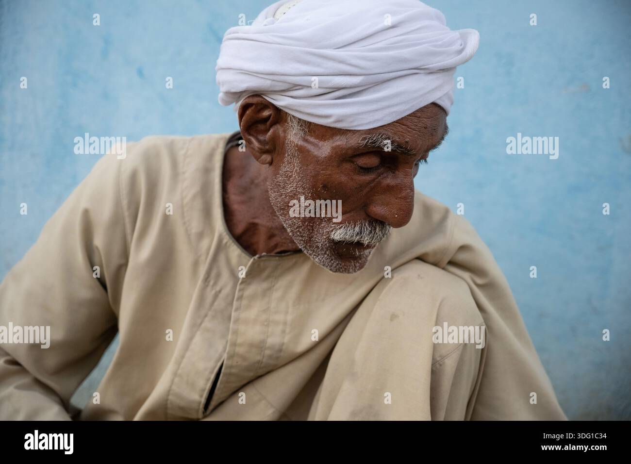 A Portrait of An Egyptian craftsman makes furniture from palm fronds ...