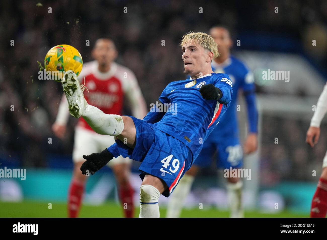 Chelsea's Alejandro Garnacho clears the ball during the English League ...