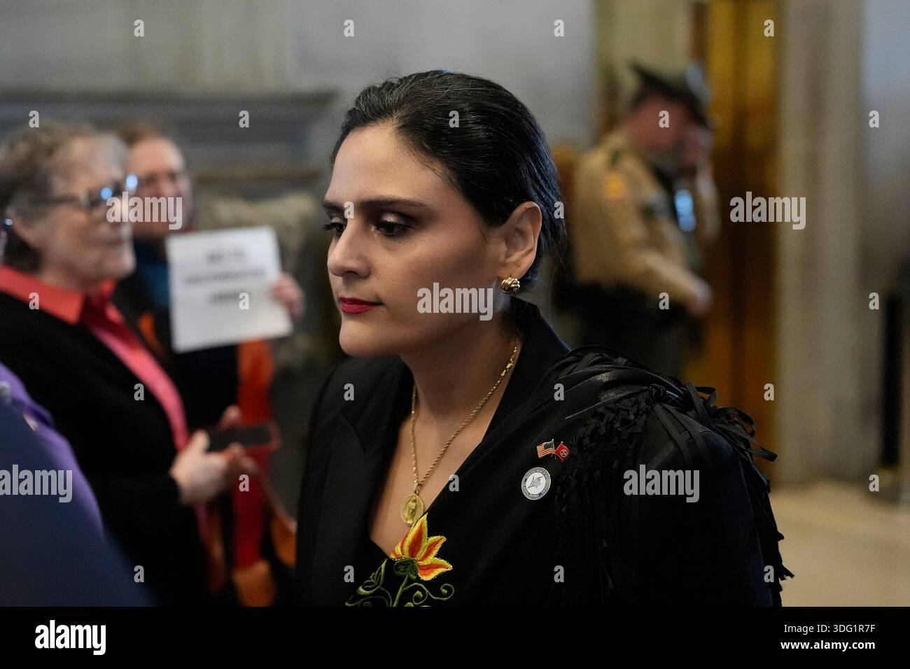 Rep. Gabby Salinas, D-Memphis, arrives to the House chamber for a ...