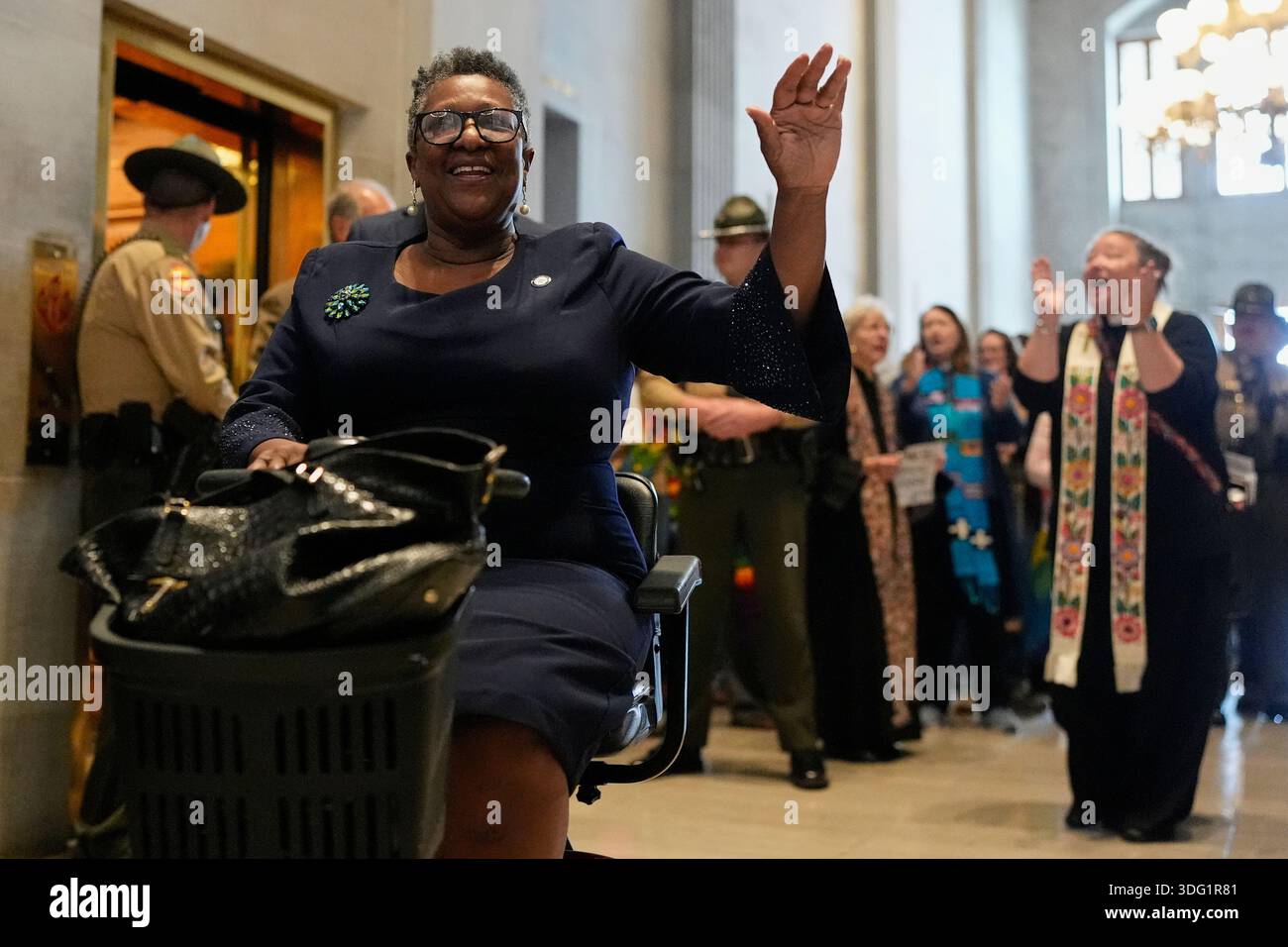 Rep. Karen Camper, D-Memphis, arrives to the House chamber for a ...