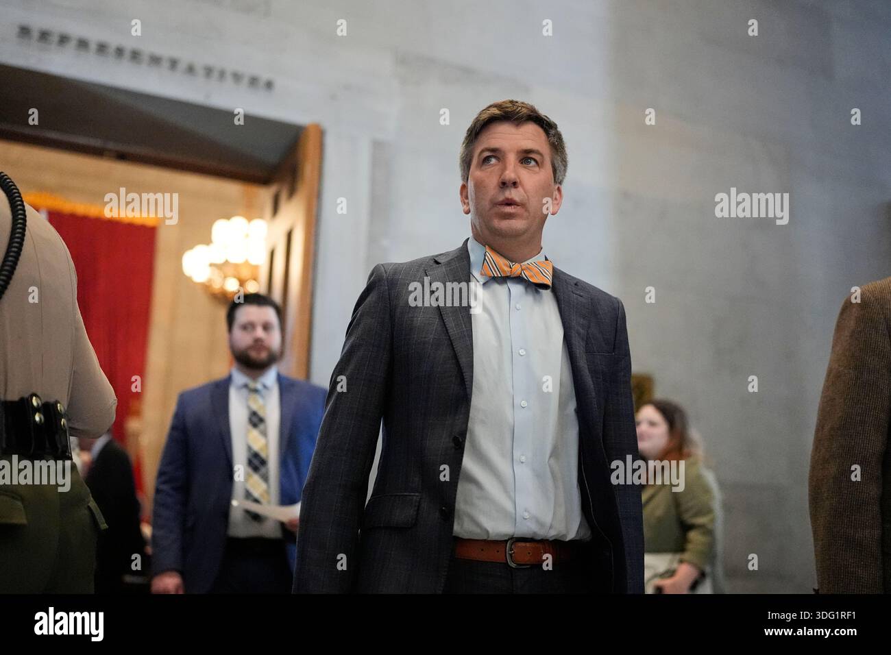 Rep. Brock Martin, R-Huntingdon, leave the House chamber after a ...