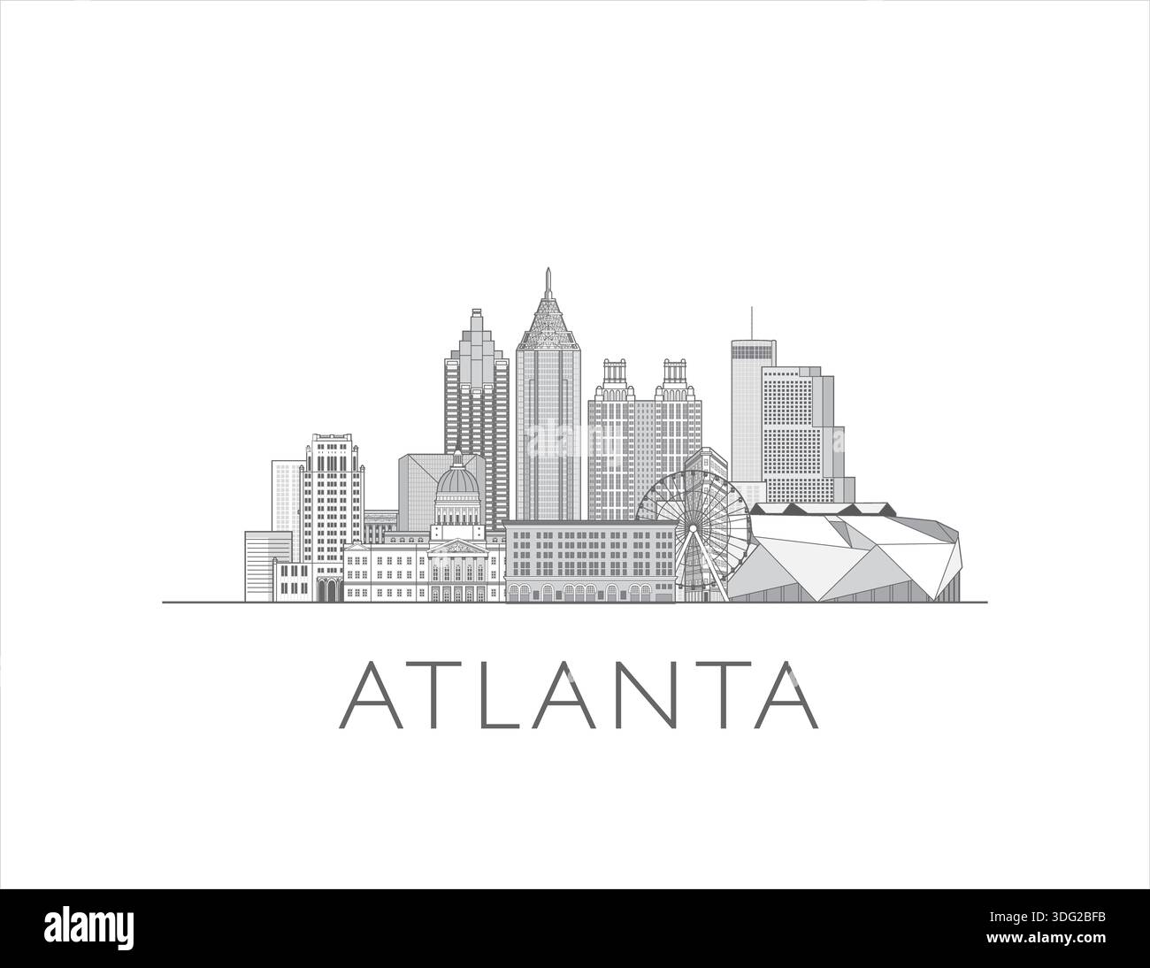 Atlanta skyline drawing hi-res stock photography and images - Alamy