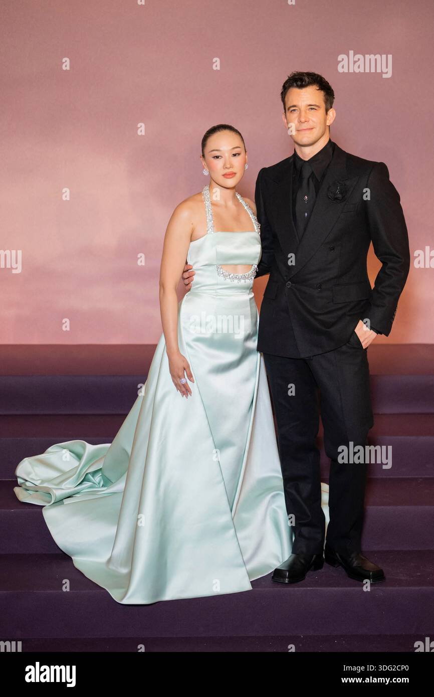 Luke Thompson and Yerin Ha attend the "Bridgerton" Season 4 Paris World ...
