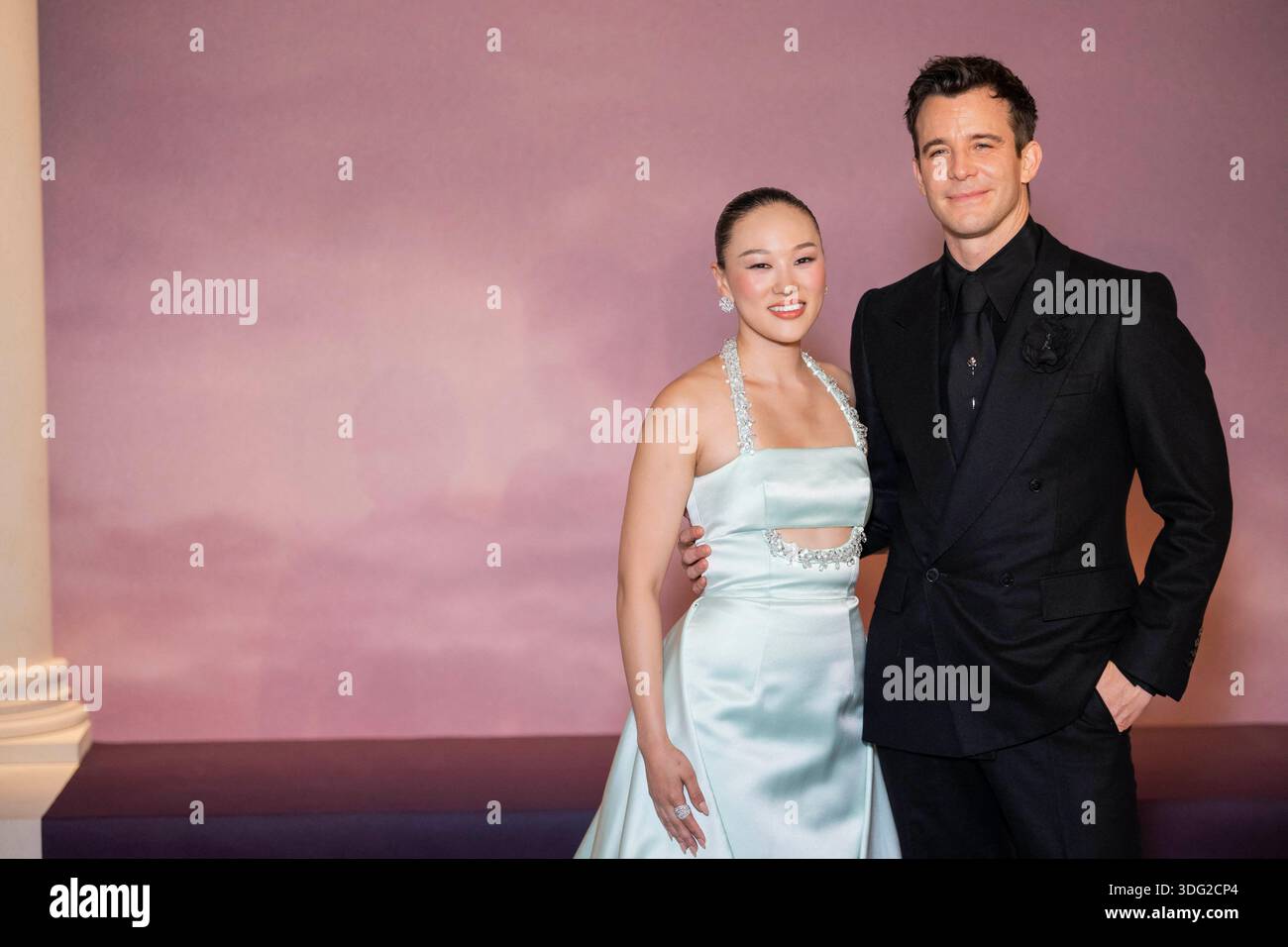 Luke Thompson and Yerin Ha attend the "Bridgerton" Season 4 Paris World ...