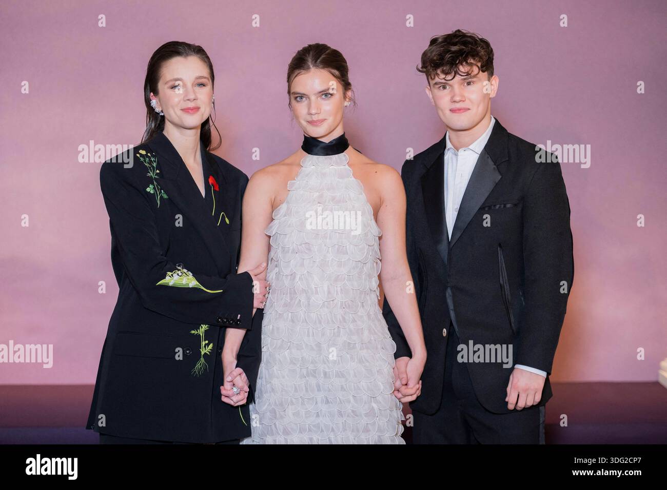 Claudia Jessie, Florence Hunt and Will Tilston attend the "Bridgerton ...