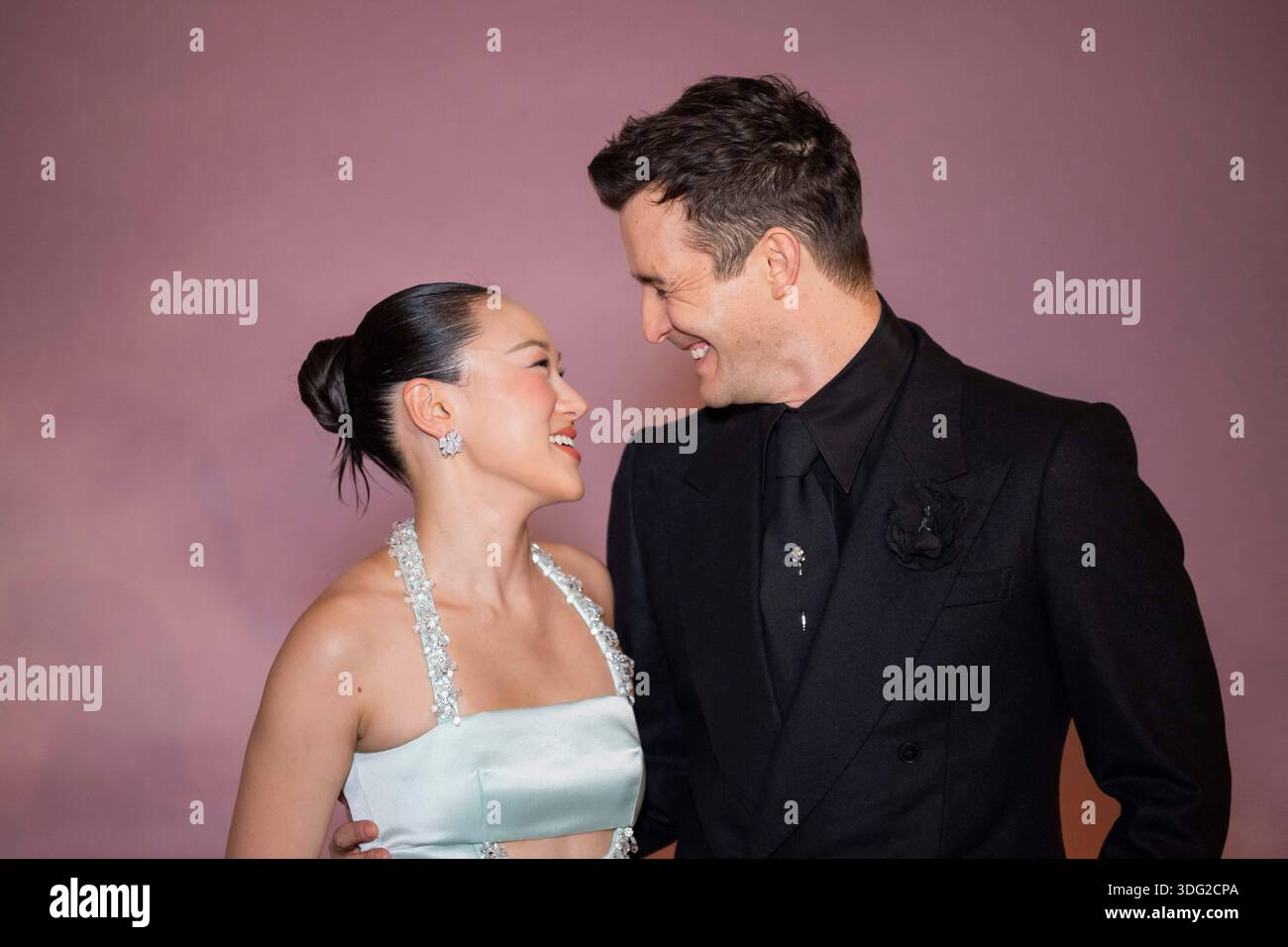 Luke Thompson and Yerin Ha attend the "Bridgerton" Season 4 Paris World ...