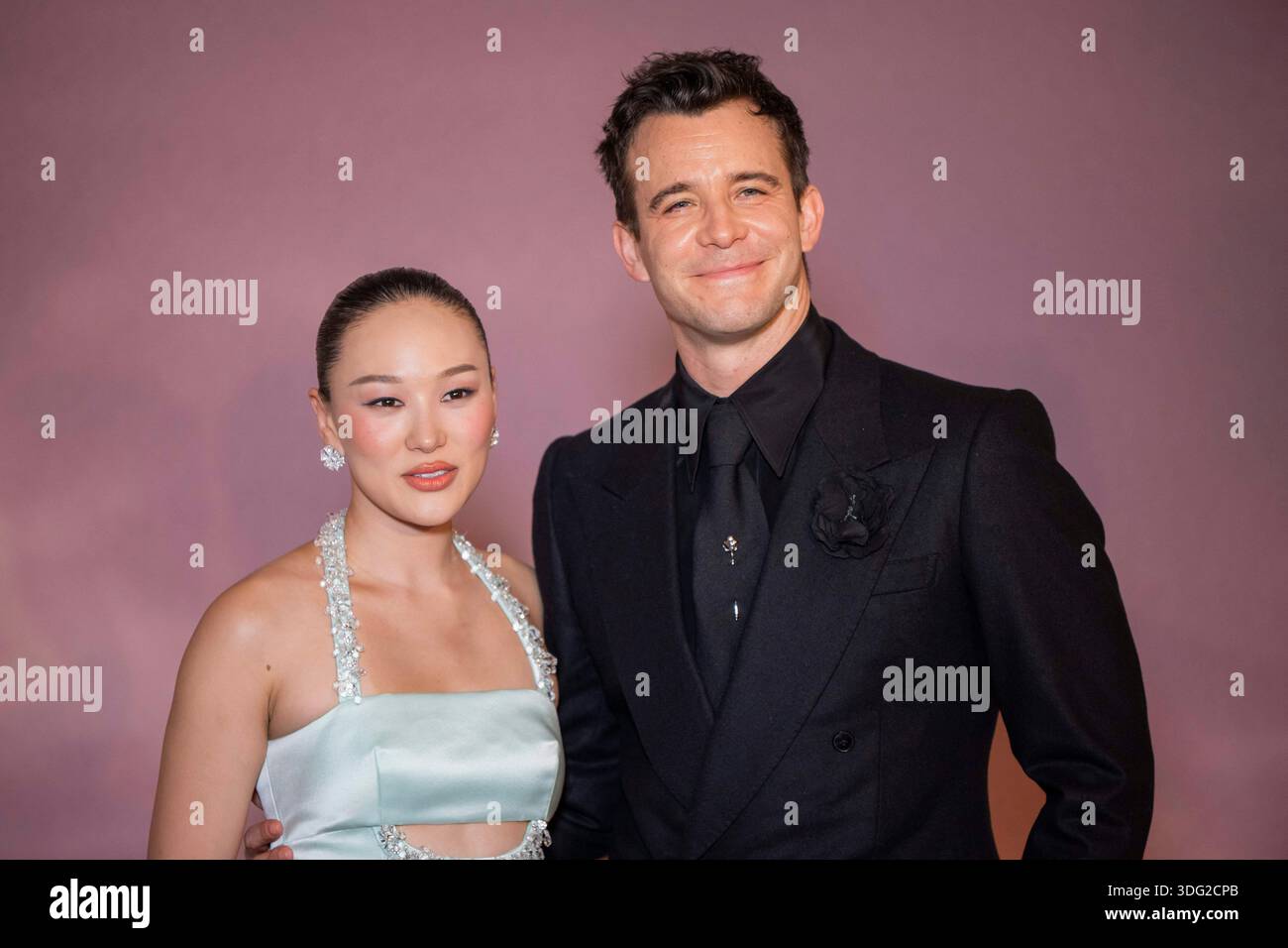 Luke Thompson and Yerin Ha attend the "Bridgerton" Season 4 Paris World ...