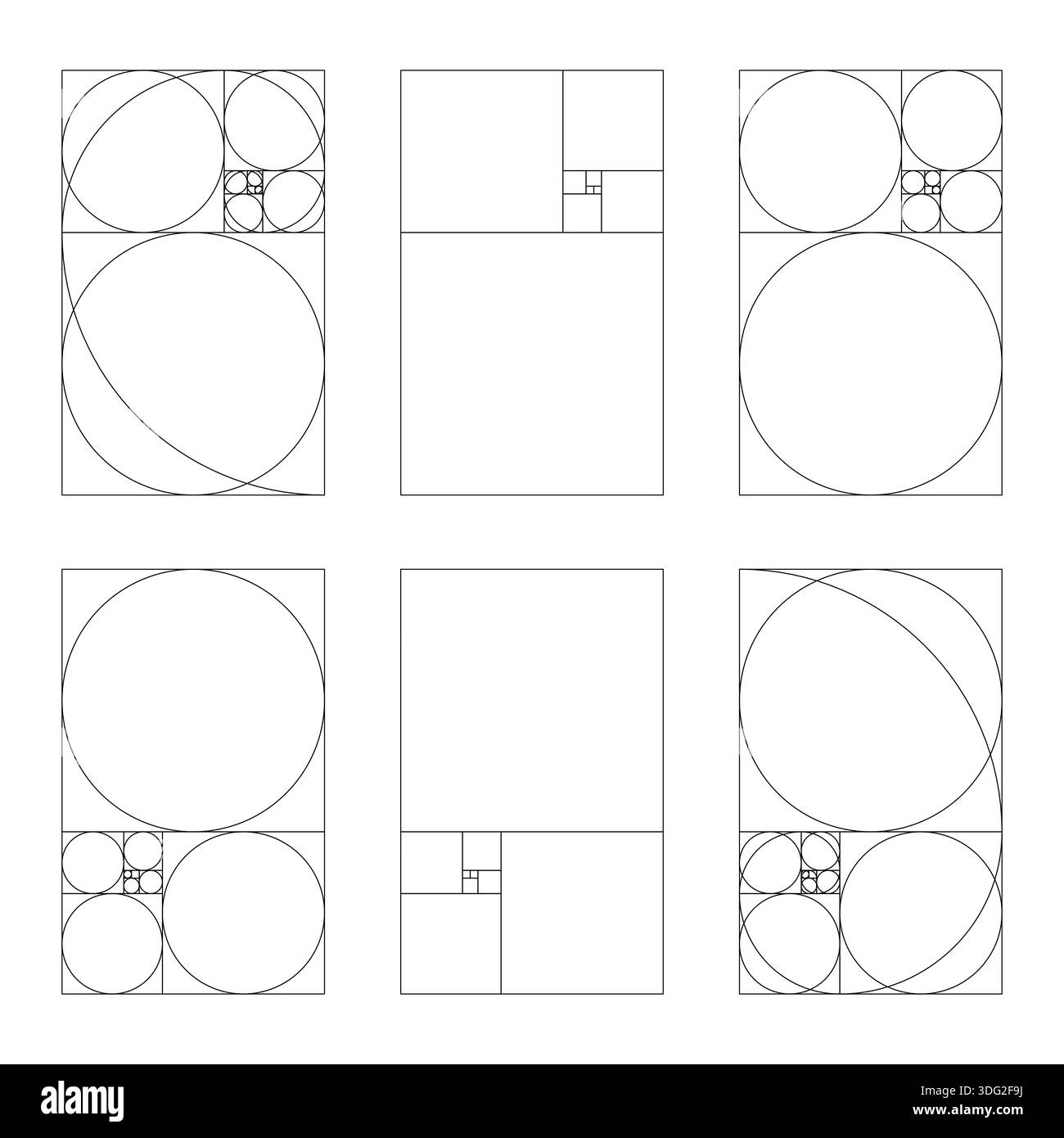 Vertical Fibonacci numbers array set of 6 elements. Golden ratio ...