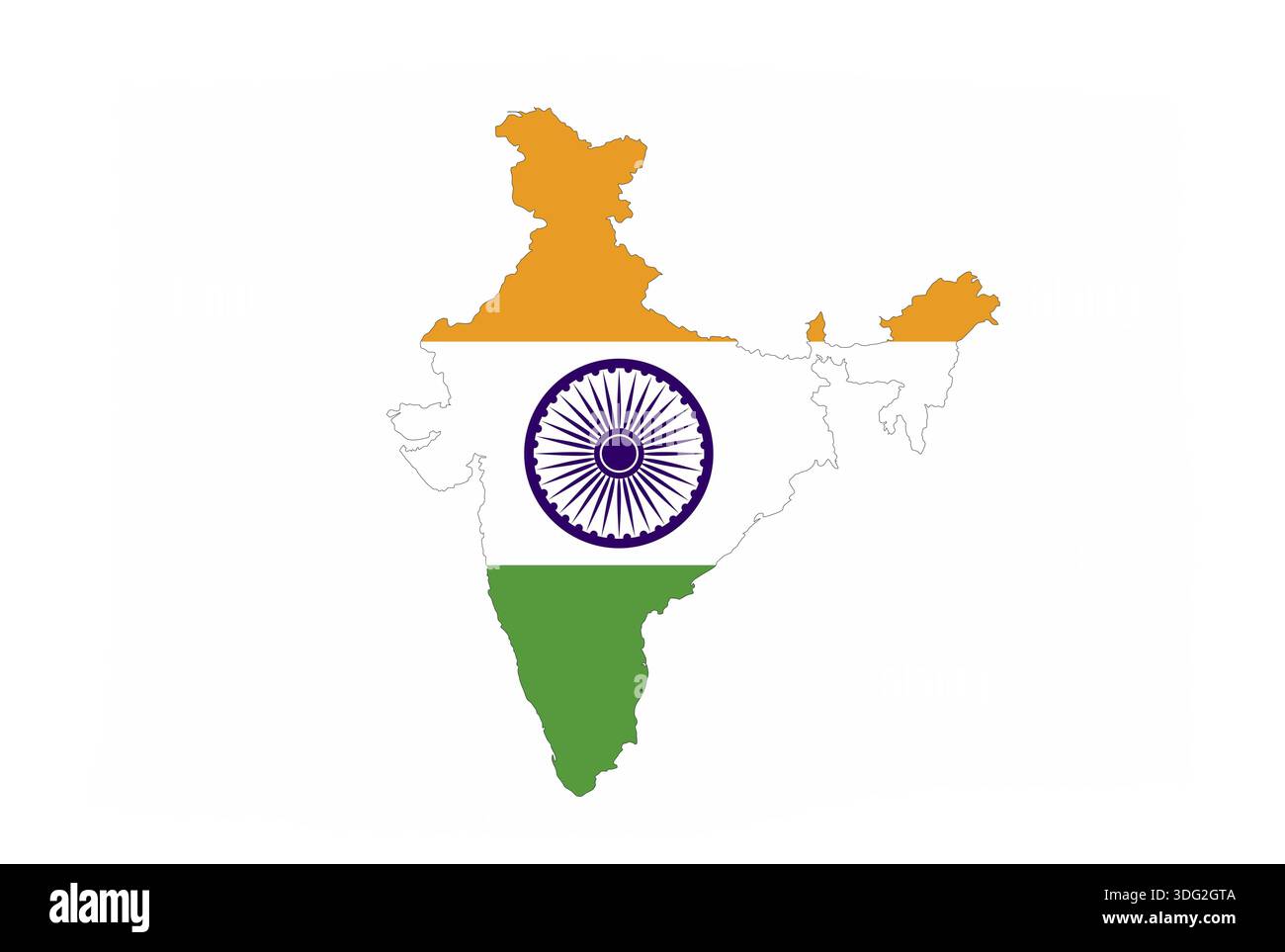 India country national flag map shape illustration Stock Photo - Alamy