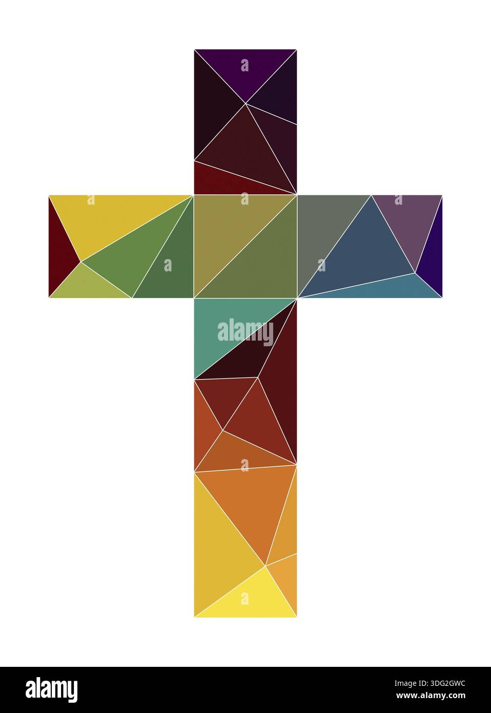Christian church cross symbol color low poly Stock Photo - Alamy